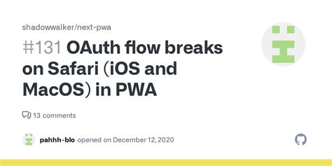Oauth Flow Breaks On Safari Ios And Macos In Pwa · Issue 131