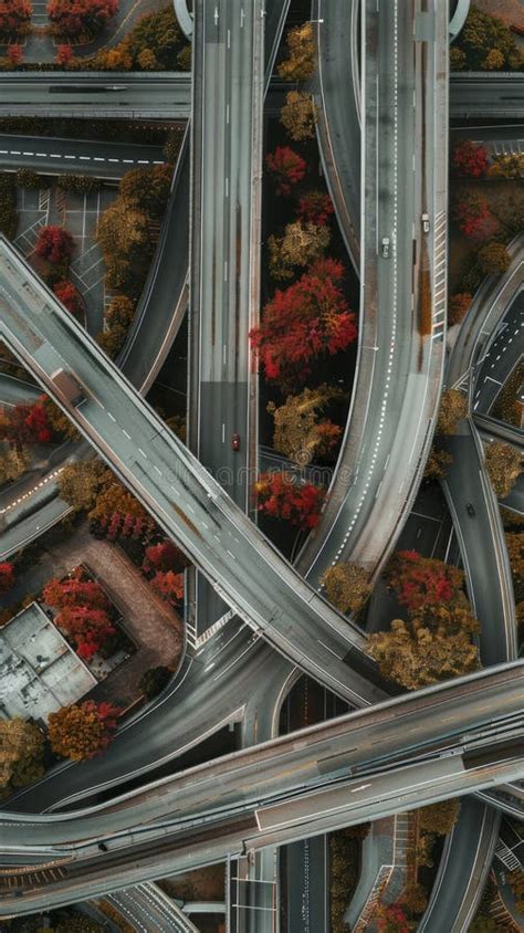 Aerial View Of Overpass Highway Intersection In Different Directions Aerial View Of Overpass Highway Intersection In Different Directions
