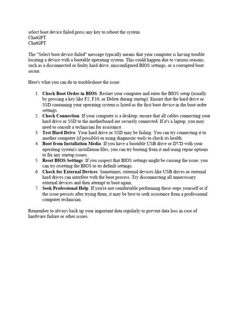 Select Boot Device Failed Pdf Computers