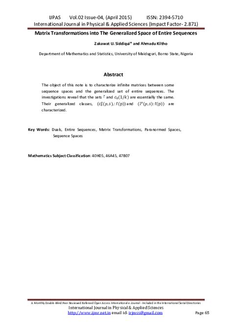 Pdf Matrix Transformations Into The Generalized Space Of Entire Sequences