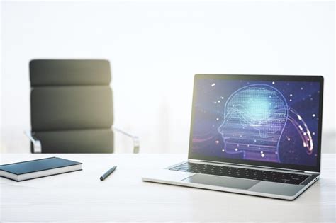 modern computer monitor with creative artificial intelligence symbol