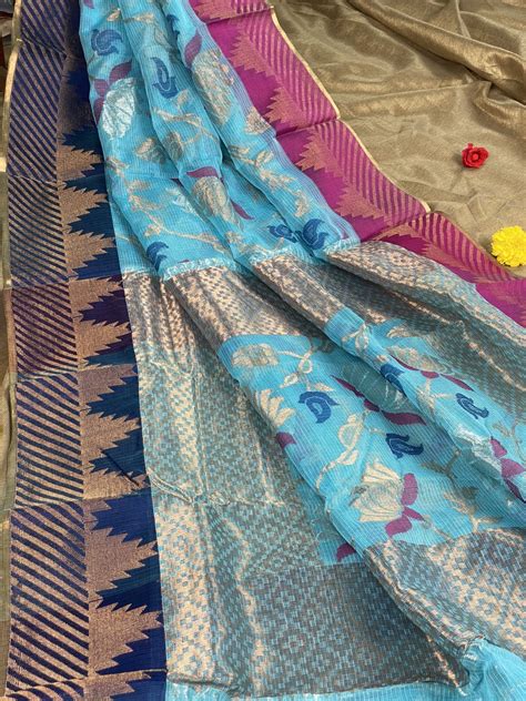 Ethereal Sky Blue Silk Kota Saree Timeless Elegance