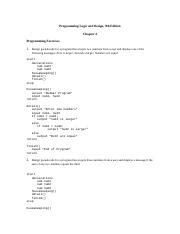 Chapter Homework Questions Doc Programming Logic And Design Th Edition Chapter