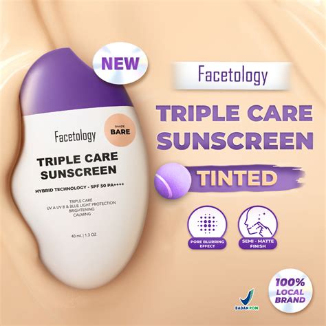 Jual Facetology Triple Care Sunscreen Tinted Spf 50 Pa 40ml