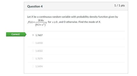 Solved Question Pts Let X Be A Continuous Random Chegg