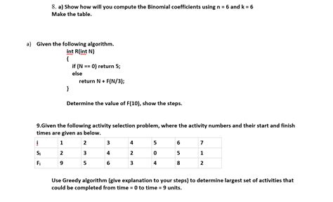 Solved A Show How Will You Compute The Binomial Chegg