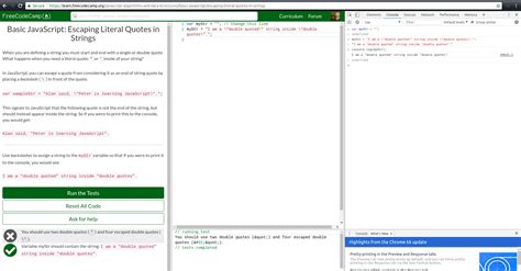 Escaping Quotes In Literal Strings Test Needs To Be Updated · Issue