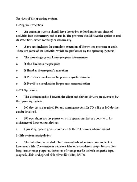 Services Of Operating System Pdf Operating System Computer Data