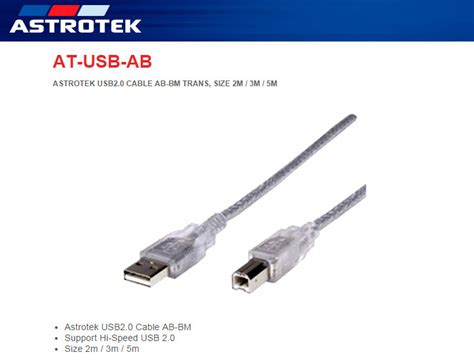 Buy Astrotek Usb Cable M Type A Male To Type B Male Transparent Colour AT USB AB M