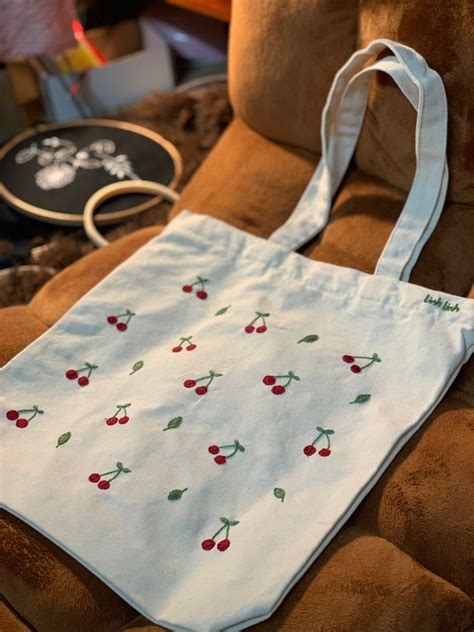 Embroidered Tote Bag In 2022 Printed Tote Bags Diy Tote Bag Design