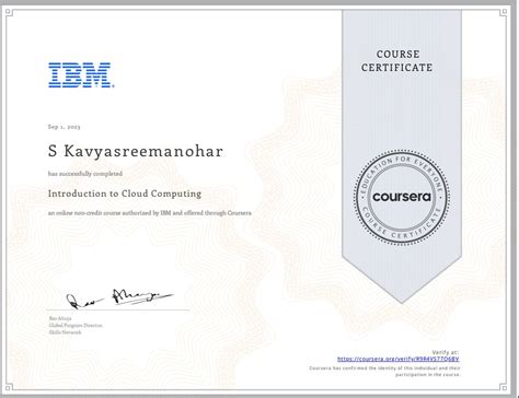 Coursera Certification On Cloud Computing Kavyasree Manohar