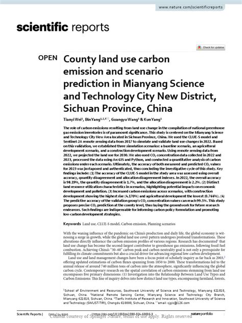 County Land Use Carbon Emission And Scenario Predi Pdf