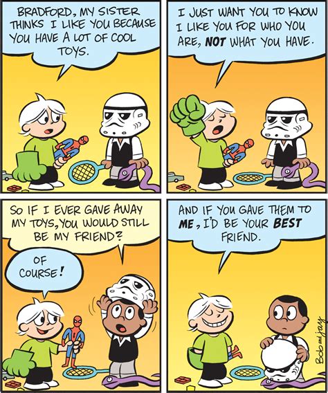 A Comic Strip With Two People Talking To Each Other And One Is Holding