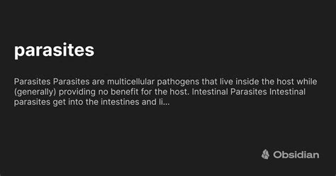 Parasites Obsidian Publish