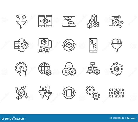 Line Data Processing Icons Stock Vector Illustration Of Info