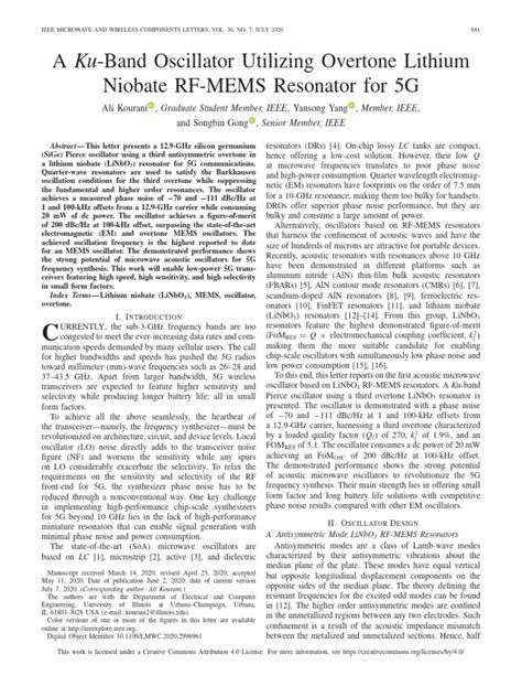 A Ku Band Oscillator Utilizing Overtone Lithium Niobate Rf Mems