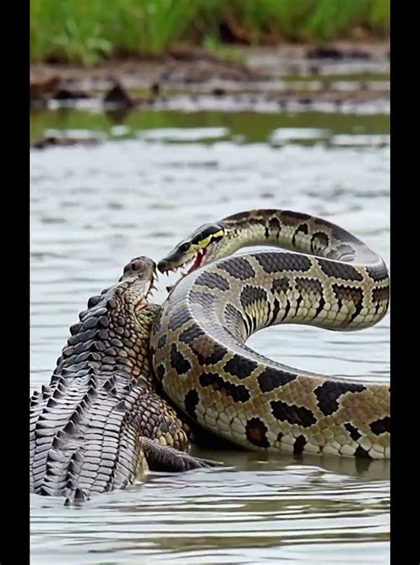 Giant Python Attacks Crocodile Crocodile Python Youtube