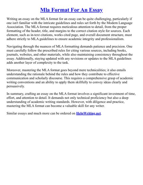 Mla Format For An Essay
