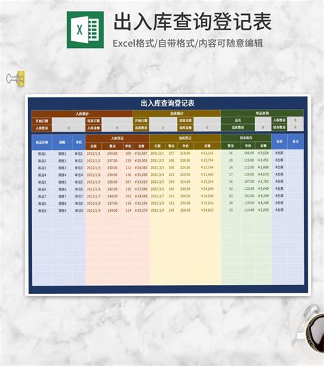 黄色月度库存管理统计表excel模板 完美办公