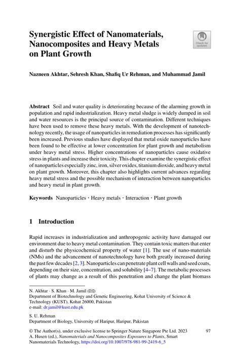 Pdf Synergistic Effect Of Nanomaterials Nanocomposites And Heavy