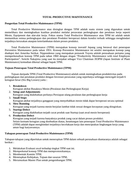 Total Productive Maintenance Pdf