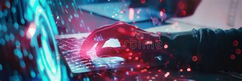 A Hand Interacts With A Laptop Keyboard Emphasizing Data Protection In A Vibrant Cyber Security