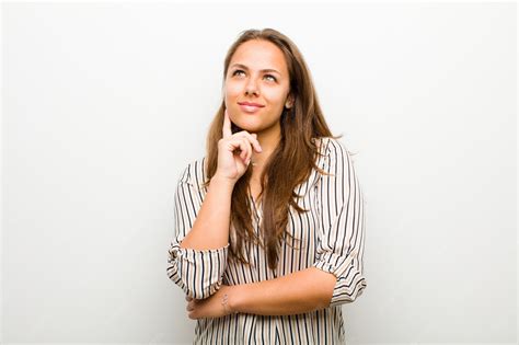 Premium Photo Elegant Young Girl Wondering And Thinking