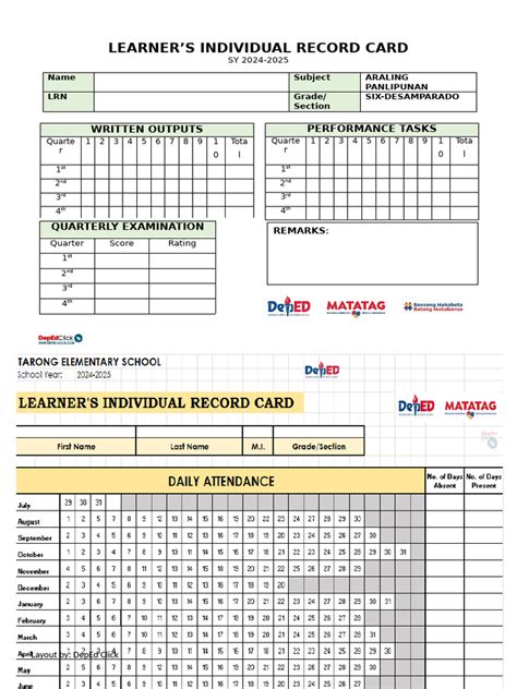 Learners Individual Record Card Pdf