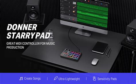 Donner Midi Pad Controller Keyboard Usb Type C Professional Drum Pad Machine Beat Maker With 16