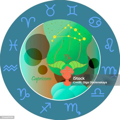 별자리별 조디악 기호의 벡터 일러스트레이션 별이 빛나는 하늘의 긴 머리와 양자리 황소자리 쌍둥이 암 레오 처녀자리 천칭 자리
