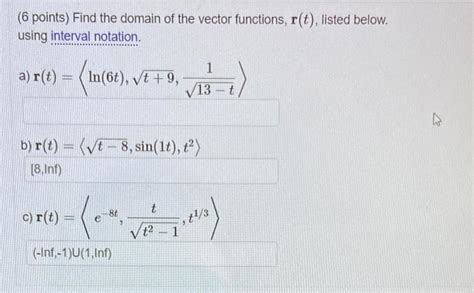 solved 6 points find the domain of the vector functions
