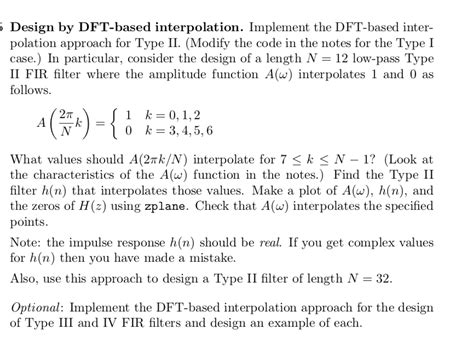 5 Design By Dft Based Interpolation Implement The