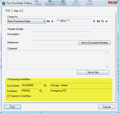 Purchasing Workflow Integration