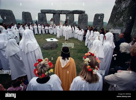 Druids At Stonehenge Wiltshire England United Kingdom Europe Stock