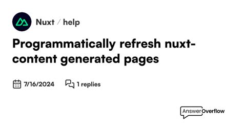 Programmatically Refresh Nuxt Content Generated Pages Nuxt