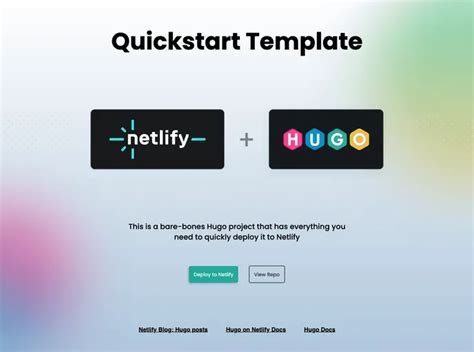 Hugo Quickstart By Netlify Templates A Hugo Template Built At