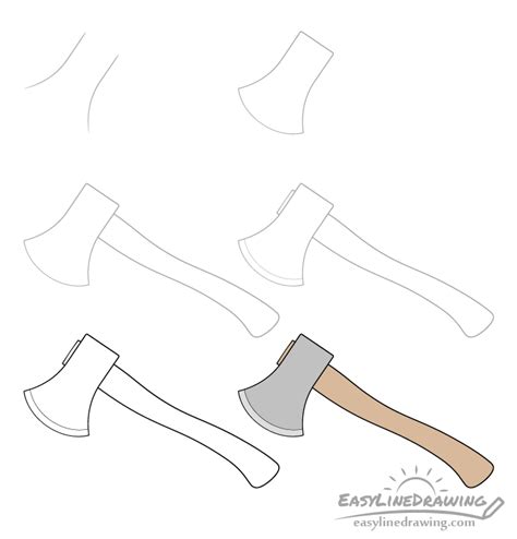 How To Draw An Axe Step By Step EasyLineDrawing