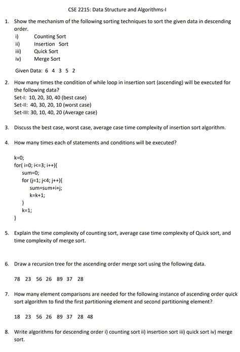 Solved CSE Data Structure And Algorithms L Show The Chegg Com