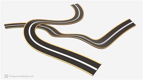 구불구불한 곡선 도로 또는 표시가 있는 2차선 고속도로 격리된 3d 아이콘 그림 세트 프리미엄 Psd 파일