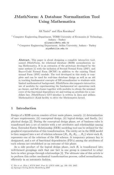 Pdf Jmathnorm A Database Normalization Tool Using Mathematica