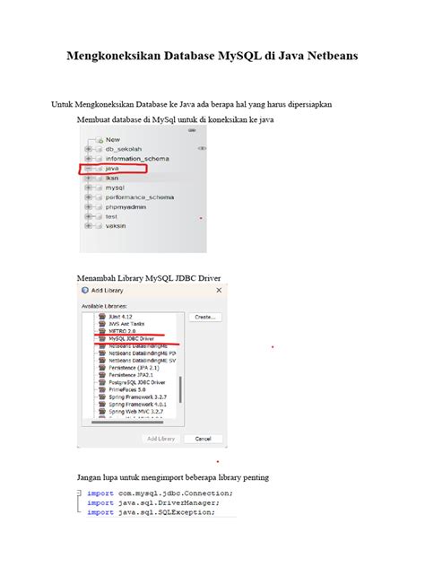Mengkoneksikan Database Mysql Di Java Netbeans Muhammad Dezaka Pdf
