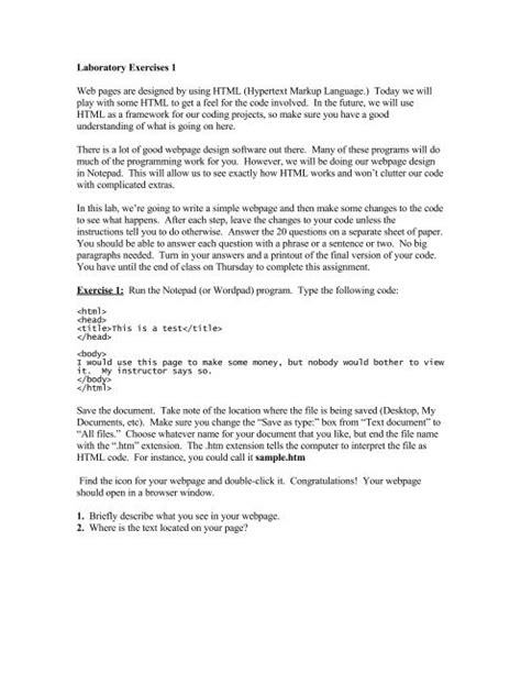 laboratory exercises 1