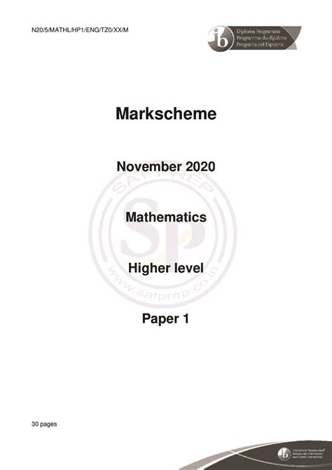 IBDP Maths HL Paper Answer SAT PREP