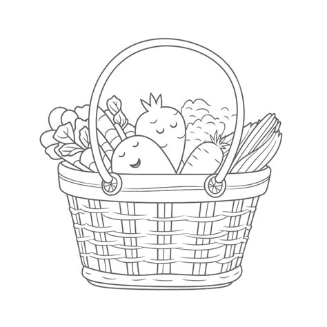 Drawing Of Fruits And Vegetables In A Basket At Annabelle Barclay