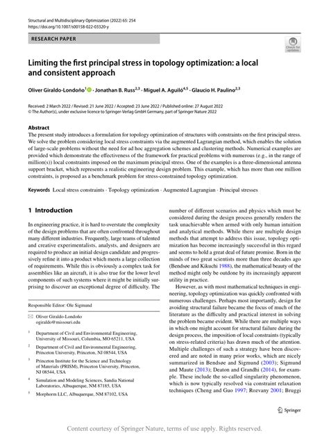 Limiting The First Principal Stress In Topology Optimization A Local And Consistent Approach