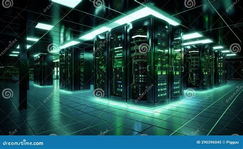 Computer Server Room Data Center For Digital Database Collection Generative AI Stock