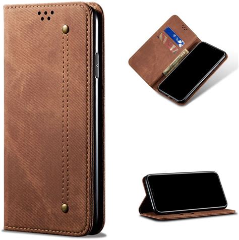 Xiaomi Redmi T Hoesje Portemonnee Stof Textuur Book Case Bruin Gsmpunt