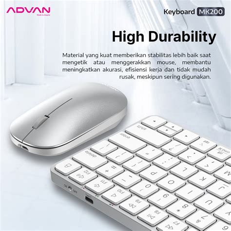 Jual [new Launch] Advan Mouse And Keyboard Mk200 Wireless 2 4g Bluetooth