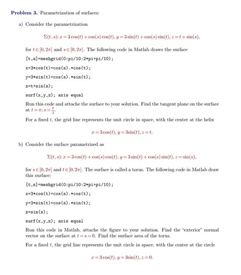solved problem 3 parametrization of surfaces a consider