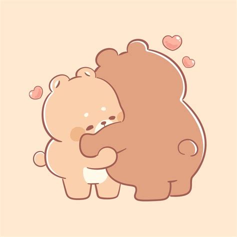Cute Teddy Bear Couple Valentines Day Kawaii Cartoon Illustration